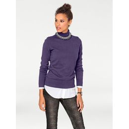 Damen Rollkragenpullover "Rollkragen-Pullover", lila, Gr. 48, Linea Tesini BY HEINE, unifarben, 100% Baumwolle, Pullover