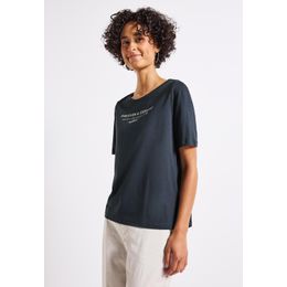 Street One Damen T-Shirt, blau, Gr. 40, unifarben, Web, 50% Baumwolle, 50% Modal, Shirts, im soften Baumwoll-Mix