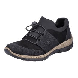 Rieker Damen Slip-On Sneaker, Gr. 36, schwarz, Nubuklederimitat, Textil, Schuhe, mit Elastikeinstieg, zum Schlupfen