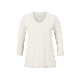 GOLDNER Damen Kurzarmshirt "Kurzgr&ouml;&szlig;e Shirt mit V-Ausschnitt", beige, Gr. 21, Obermaterial: 100% Baumwolle CO., Shirts