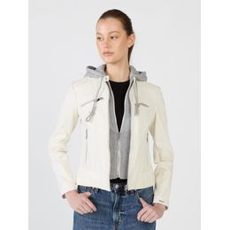 Maze Damen Lederjacke "Mico", wei&szlig;, Gr. XL, Obermaterial: 100% Lammleder. Innenfutter: 100% Polyester. Kapuze: 55% Baumwolle, 45% Polyester, Jacken