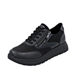 Remonte Damen Plateausneaker, Gr. 42, schwarz, Lacklederimitat, Lederimitat, Textil, unifarben, Schuhe, Schn&uuml;rschuh, Halbschuh, Freizeitsneaker mit