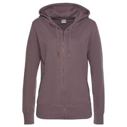 Damen Sweatjacke, BENCH. LOUNGEWEAR, Gr. 36, lila, Sweatware, Obermaterial: 60% Baumwolle, 40% Polyester, meliert, unifarben, Basic, Sweatjacken, mit