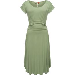 Ragwear Damen Sommerkleid "Yvone Solid", gr&uuml;n, Gr. M, Material: 95% Viskose, 5% Elasthan, Kleider, leichtes Jersey-Kleid mit Tailleng&uuml;rtel