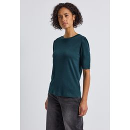 Street One Damen T-Shirt, blau, Gr. 42, unifarben, Web, 50% Modal, 50% Baumwolle, Shirts, im soften Baumwoll-Mix
