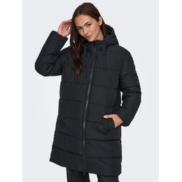 Only Damen Steppmantel "ONLCLAIR PUFFER HOOD COAT OTW CC", schwarz, Gr. XS, unifarben, Steppware, Obermaterial: 100% Polyester, M&auml;ntel
