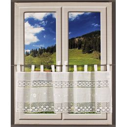 Querbehang, B:120cm H:35cm, beige, HOSSNER - ART OF HOME DECO, Wirkware, Polyester, Gardinen, "Drachensee", m. Spitze