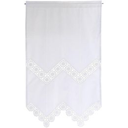 Gardine, B:90cm H:240cm, wei&szlig;, HOSSNER - ART OF HOME DECO, Wirkware, Baumwolle, Wohnzimmer, Gardinen, "Dufour", handgeh&auml;kelte Spitze, wei&szlig;, Baumwolle