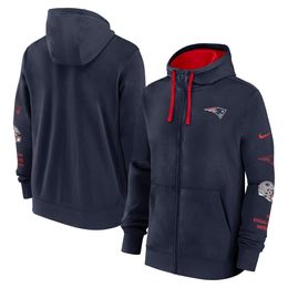 Nike Damen Kapuzenpullover "Nike Hoodie New England Patriots Nike Full-Zip Fleece"blau, Gr. L, 82% Baumwolle, 18% Polyester, Pullover