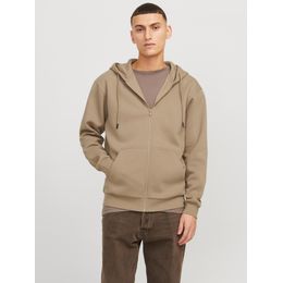 Jack & Jones JACK & JONES Herren Kapuzensweatjacke "JJEBRADLEY mit Kapuze, ideal f&uuml;r kalte Jahreszeit", braun, Gr. XS, unifarben, angeraute Sweatware,