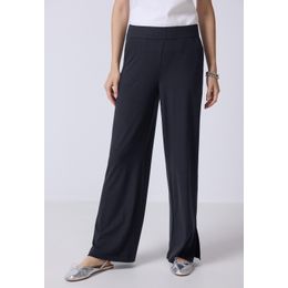 Damen Culotte, blau, Gr. 40, STREET ONE STUDIO, unifarben, Stoff, 65% Polyester, 30% Viskose, 5% Elasthan, Hosen, High Waist