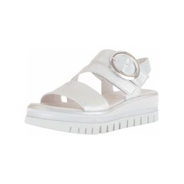Gabor Damen Keilsandalette "Gabor Sandalen Leder", Gr. 40,5, silber, Leder, Schuhe