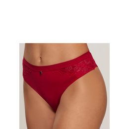 s.Oliver Damen String "Romane", Gr. 32, rot, Spitze, Obermaterial: 86% Polyamid, 14% Elasthan, Unterhosen, mit graphischer Spitze in transparenter