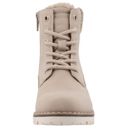 Tom Tailor M&auml;dchen Winterboots, Gr. 35, beige, Lederimitat, Textil, Schuhe, Blockabsatz, Schn&uuml;rboots, Schn&uuml;rstiefelette mit Innenrei&szlig;verschluss