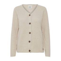 oxmo Damen Cardigan "Cardigan OXHelga", beige, Casual, Gr. XS, Strukturmuster, Obermaterial: 100% Baumwolle CO., Strickjacken