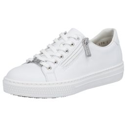 Rieker Damen Sneaker, Gr. 39, wei&szlig;, Leder, Schuhe, mit Memosoft-Innensohle, Freizeitschuh, Halbschuh, Schn&uuml;rschuh