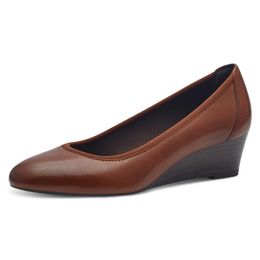Tamaris Damen Pumps "Borage", Gr. 38, braun, Leder, unifarben, Schuhe, Keilabsatz, Halbschuh, Schlupfschuh mit komfortablem Elastikeinfass
