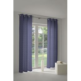 Vorhang Adam, B:145cm H:145cm, blau, Jacquard, Baumwolle (Bio-Baumwolle), Wohnzimmer, Gardinen, "Urban Cactus", aus 100% Bio-Baumwolle