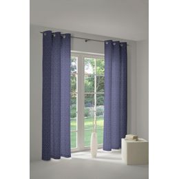 Vorhang Adam, B:145cm H:175cm, blau, Jacquard, Baumwolle (Bio-Baumwolle), Wohnzimmer, Gardinen, "Urban Cactus", aus 100% Bio-Baumwolle