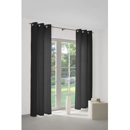 Vorhang WIRTH, B:132cm H:175cm, schwarz, Polyester, Wohnzimmer, Gardinen, "SUNBONE"