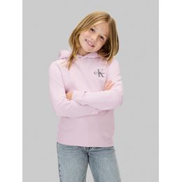 M&auml;dchen Sweatshirt "SMALL MONOGRAM HOODIE", lila, Gr. 4, Calvin Klein Jeans, unifarben, Sweatware, Obermaterial: 100% Baumwolle, Sweatshirts, f&uuml;r
