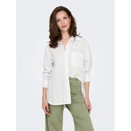 Only Damen Langarmbluse "ONLSALINA L/S SHIRT WVN", wei&szlig;, Gr. M, unifarben, Web, Obermaterial: 100% Baumwolle, Blusen
