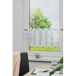 Panneaux, B:210cm H:45cm, rot, Stickereien Plauen, Voile, Polyester, Gardinen, "Monika"