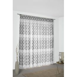 Vorhang WIRTH, B:132cm H:175cm, grau, Jacquard, Baumwolle, Polyester, Wohnzimmer, Gardinen, "Zirbello"