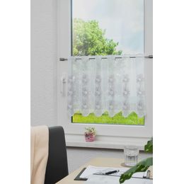 Panneaux, B:210cm H:35cm, rot, Stickereien Plauen, Voile, Polyester, Gardinen, "Monika"