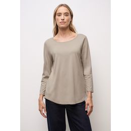 Street One Damen Langarmshirtmorning beige, Gr. 38, unifarben, Web, 50% Baumwolle, 50% Modal, Shirts, in Unifarbe
