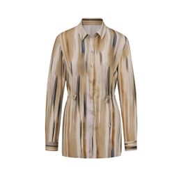 GOLDNER Damen Hemdbluse "Longbluse mit Bindeg&uuml;rtel", beige, Gr. 42, Obermaterial: 100% Viskose CV., Blusen