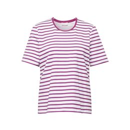 GOLDNER Damen Kurzarmshirt "Kurzgr&ouml;&szlig;e Ringelshirt mit Halbarm", wei&szlig;, Gr. 20, Obermaterial: 95% Baumwolle CO. 5% Elasthan EL., Shirts