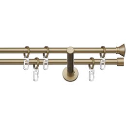 Gardinenstange Indeko, L:120cm &Oslash;:12mm, gold, Stahl, Gardinenstangen, "Ibiza", Komplett-Set inkl. Ringen und Montagematerial
