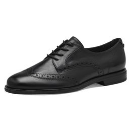 Tamaris Damen Schn&uuml;rschuh, Gr. 36, schwarz, Leder, Lyralochung, unifarben, Schuhe, Blockabsatz, Businessschuh, Halbschuh mit Lyralochung