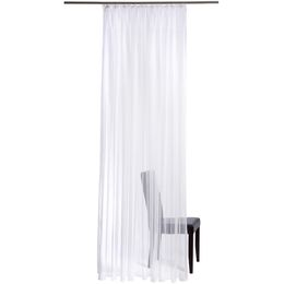 Gardine HOMING, B:600cm H:145cm, wei&szlig;, Polyester, Wohnzimmer, Gardinen, "Glendale", Kr&auml;uselgardine, wei&szlig;, transparent, Makrame, Wohnzimmer,
