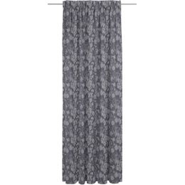 Vorhang Adam, B:142cm H:175cm, blau, Jacquard, Baumwolle, Wohnzimmer, Gardinen, "Flower Cuv&eacute;e Light", aus 100% Bio-Baumwolle