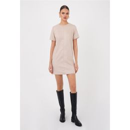 FRESHLIONS Damen Jerseykleid "Franka"beige, Gr. XL, unifarben, 100% Polyester, Kleider, mit kurzen &Auml;rmeln