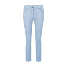 GOLDNER Damen 7/8-Hose "Kurzgr&ouml;&szlig;e Schmale Stretchhose BELLA", blau, Gr. 20, Obermaterial: 65% Baumwolle CO. 31% Polyester PES. 4% Elasthan EL.,