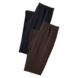 Vivance ACTIVE Damen Caprileggings, Gr. 32, braun, Single Jersey, Obermaterial: 95% Baumwolle, 5% Elasthan, unifarben, Basic, Hosen, mit Gummibund,