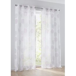Vorhang Kutti, B:135cm H:225cm, rosa, Baumwolle, Polyester, Wohnzimmer, Gardinen, "Bella", Gardine, halbtransparent, Ausbrenner, bedruckt,