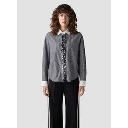 Lecomte Damen Klassische Bluse "Bluse", schwarz, Gr. 42, gestreift, 70%Baumwolle, 30%Leinen, Blusen