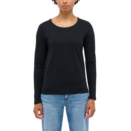 Mustang Damen Langarmshirt "Damen Style Elly", schwarz, Gr. XS, Jersey, 100% Baumwolle, Shirts