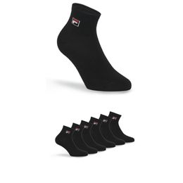 Fila Damen Kurzsocken "UNISEX QUARTER PLAIN SOCKS", Gr. 39, schwarz, Materialmix, unifarben, Socken, mit Logo-Schriftzug