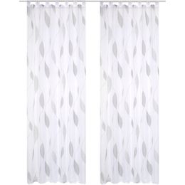 Vorhang Home Wohnideen, B:140cm H:245cm, grau, Voile, Polyester, Wohnzimmer, Gardinen, "PAOLO", 2er Pack Schlaufenschal PAOLO bedruckt
