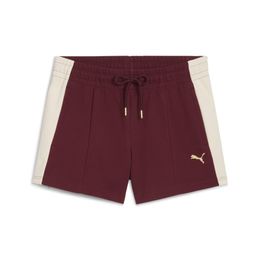 Puma Damen Sporthose "T7 Pintuck Shorts Damen", rot, Gr. S, unifarben, Obermaterial: 12% Polyester, 88% Baumwolle; Einsatz: 12% Polyester, 88%