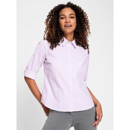 Casual Looks Damen Hemdbluse, beige, Gr. 36, gemustert, gestreift, mehrfarbig, 50% Baumwolle, 50% Polyester, Blusen