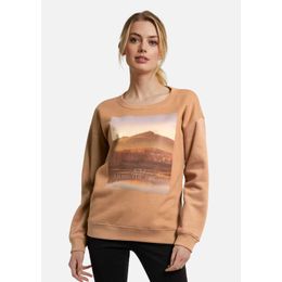 Madeleine Mode MADELEINE Damen Langarmshirt "Sweatshirt Sweatshirt mit Landschafts-Print", braun, Gr. 34, Obermaterial: 70% Polyester PES. 30% Baumwolle CO., Shirts