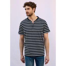 Street One MEN Herren T-Shirt, blau, Gr. S, gestreift, Web, 100% Baumwolle, Shirts, aus reiner Baumwolle