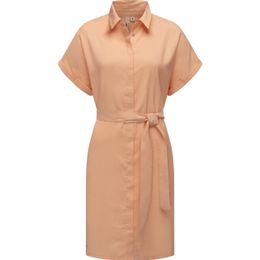 Ragwear Damen Blusenkleid "Manilla", orange, Gr. XXL, Material: 80% Viskose, 20% Polyester, Kleider, Kurzarm Midikleid mit Taillengürtel