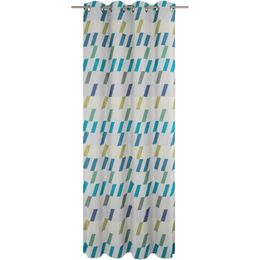 Vorhang WIRTH, B:132cm H:225cm, blau, Jacquard, Baumwolle, Polyester, Wohnzimmer, Gardinen, "Bray"
